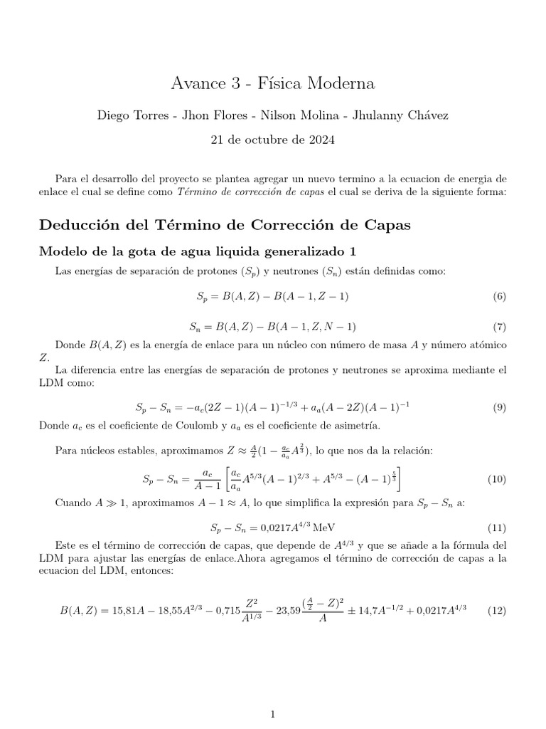 Avance 3 Fisica Modena | PDF | Núcleo atómico | Protón