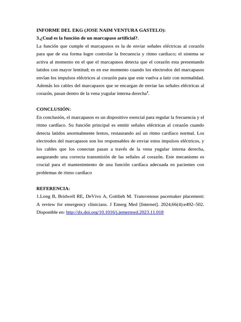 Informe Del Ekg | PDF | Métodos y materiales de enseñanza