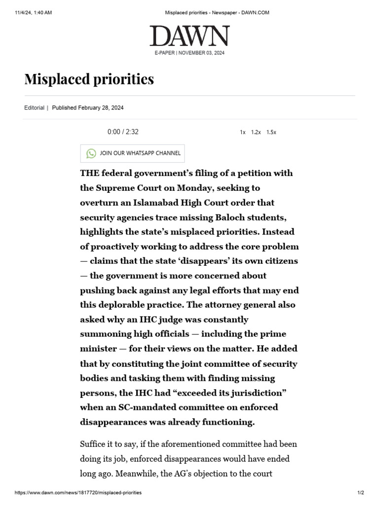 Misplaced Priorities - Newspaper | PDF | Government | Judiciaries