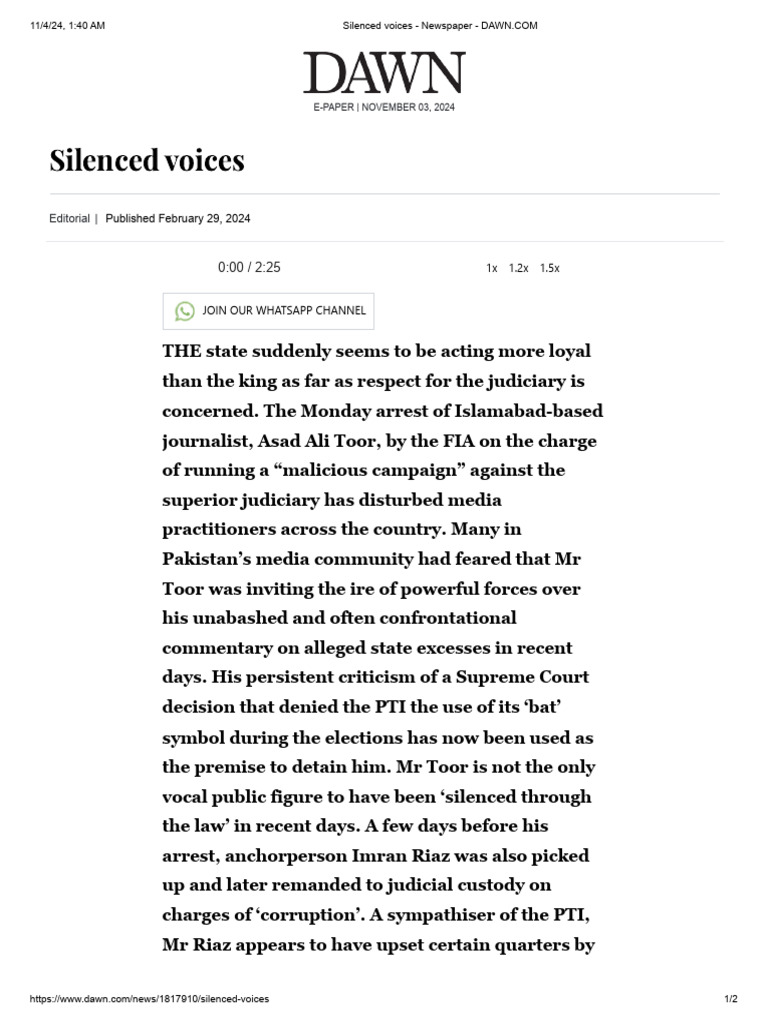 Silencing Dissent in Pakistan's Media | PDF | Justice | Crime & Violence