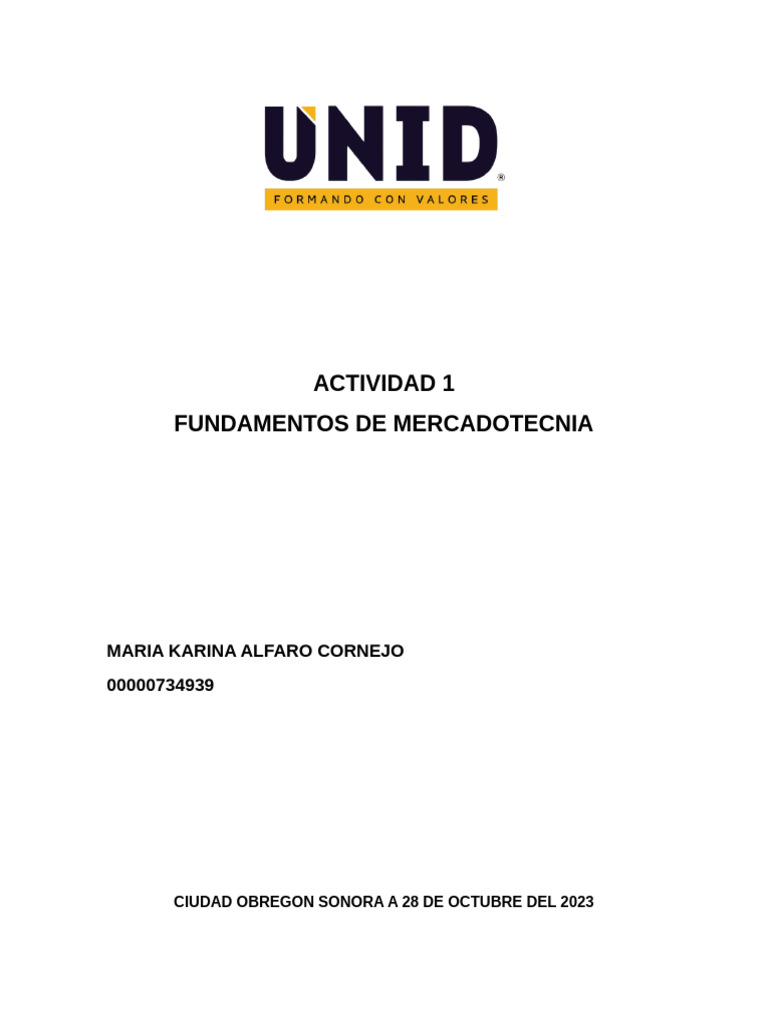 Actividad 1 Fund Merca | PDF | Marketing | Marca