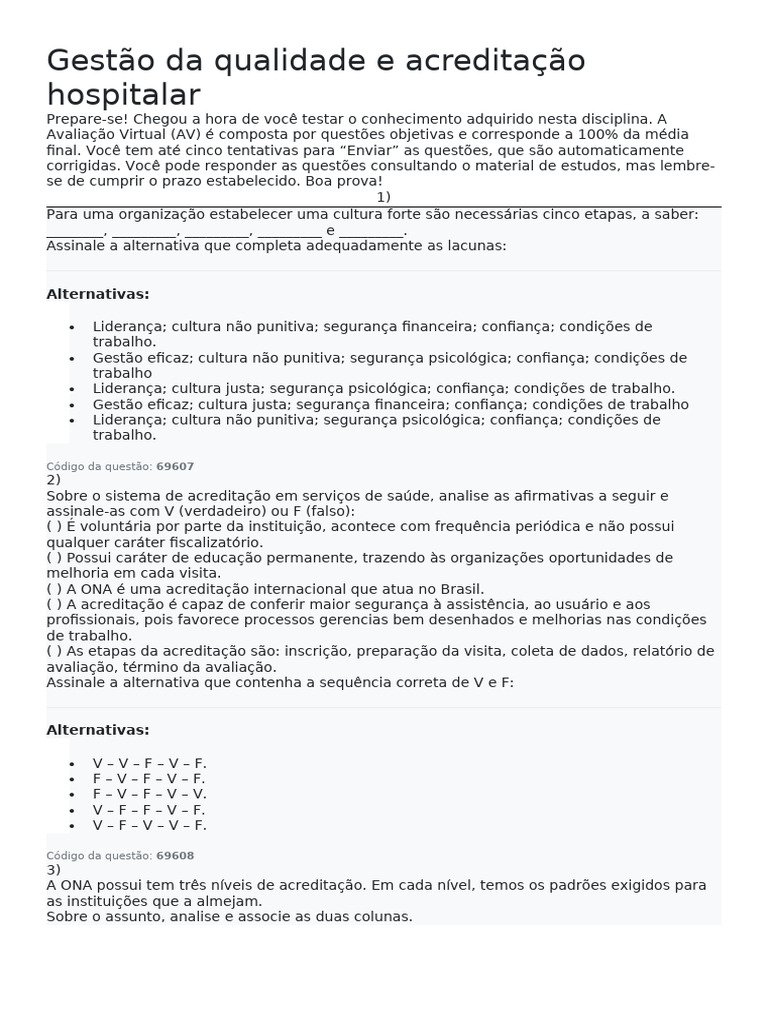 Gestão Da Qualidade e Acreditação Hospitalar | PDF | Psicologia | Liderança