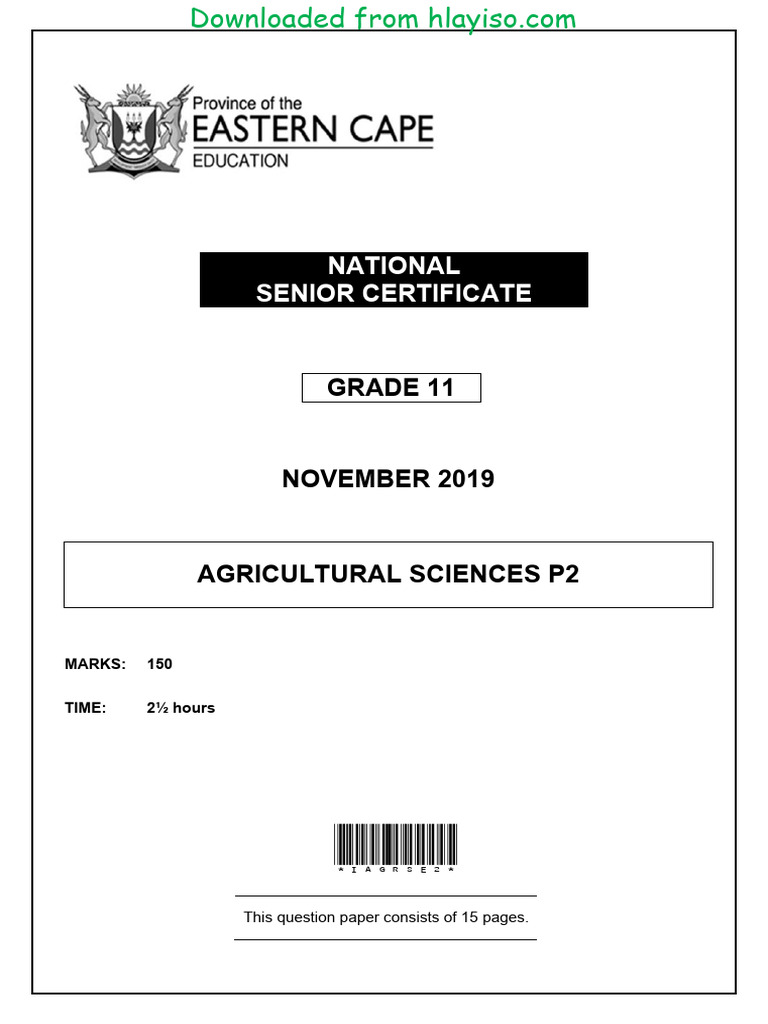AGR SCIENCES P2 QP GR11 NOV 2019 - Eng D - Hlayiso - Com | PDF ...