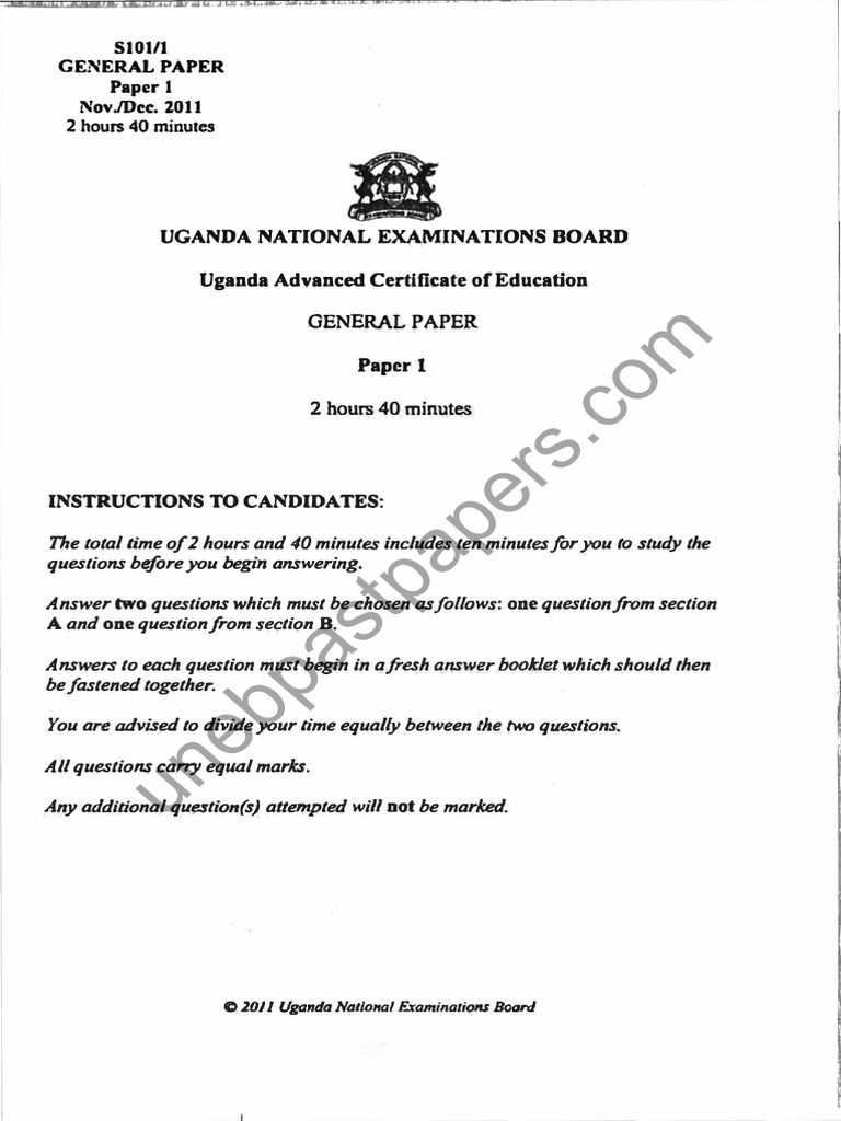Uganda Advanced Certificate General Paper | PDF | Discrimination | Gender