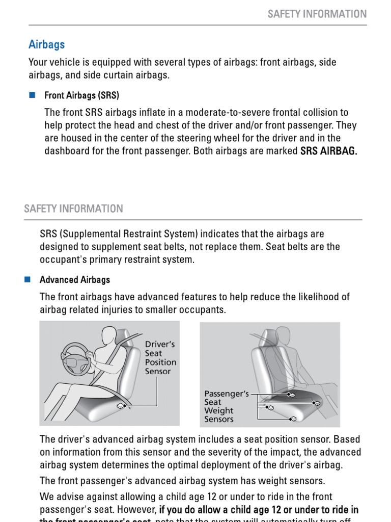 2019 Pilot Advanced Airbag System | PDF | Airbag | Seat Belt