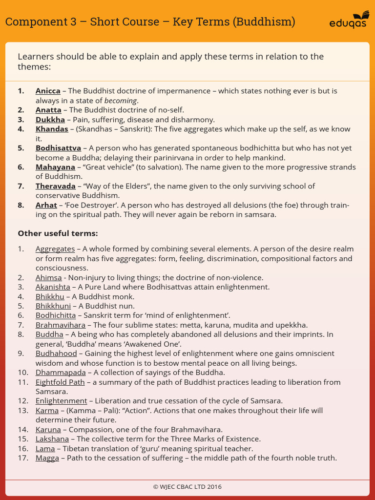 SC Buddhism Glossary | PDF | Enlightenment In Buddhism | Bodhisattva