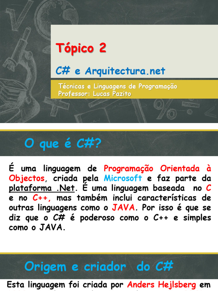 Introdução ao C# e Arquitetura .NET | PDF | C Sharp (linguagem de ...