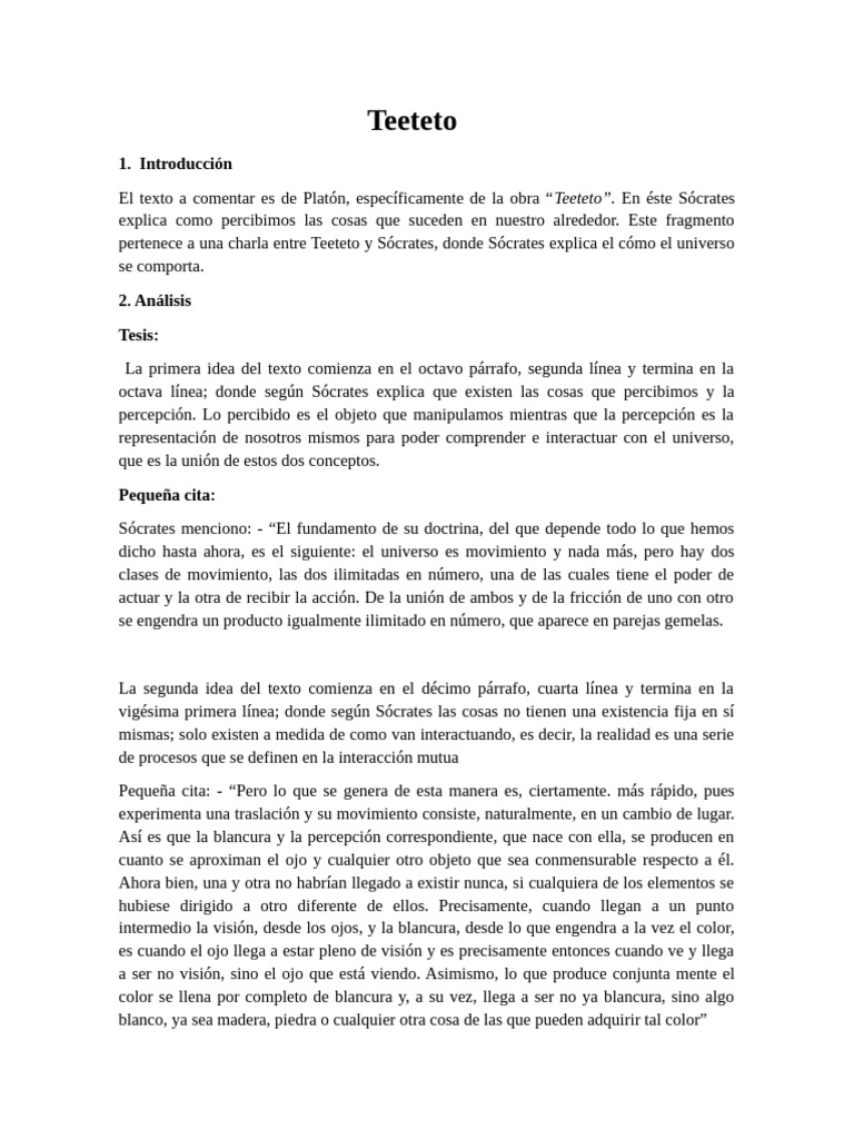 Teeteto y Metafisica Humanidades III | PDF | Aristóteles | Percepción