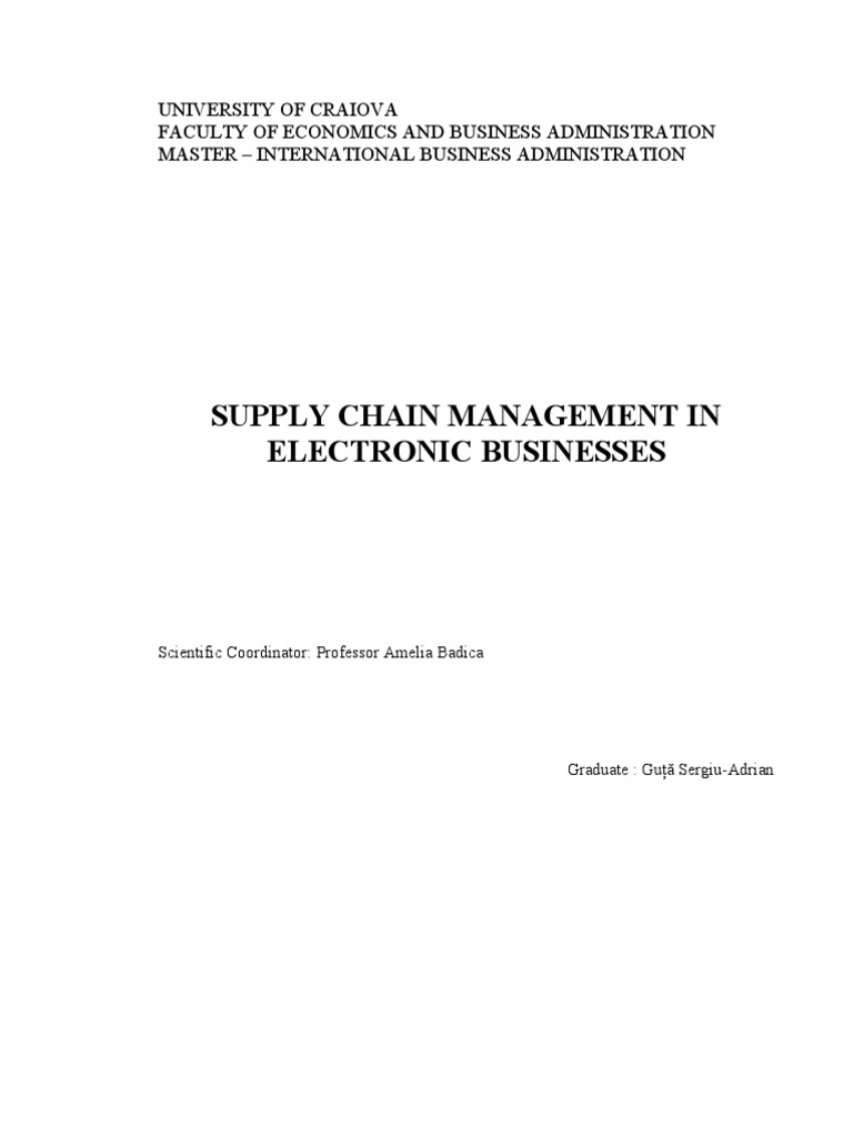 Supply Chain Management in Electronic Businesses | PDF | Electronic ...