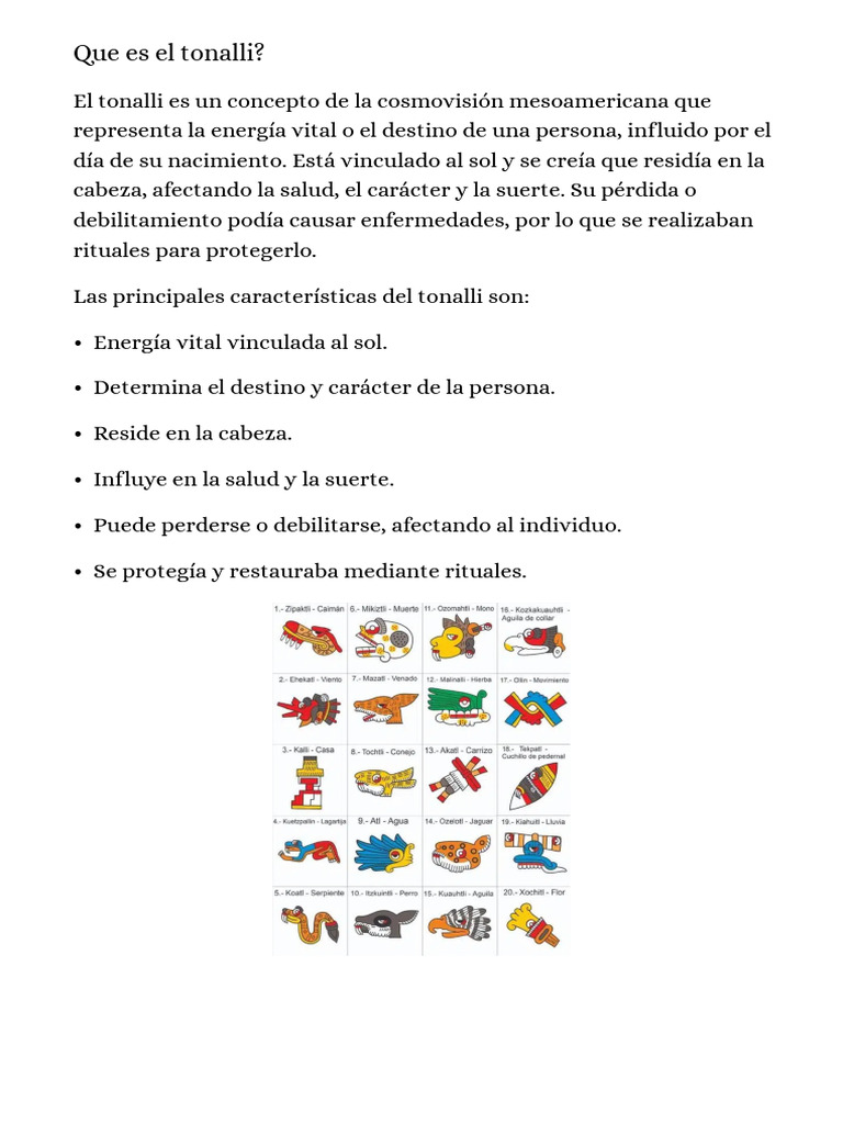 Significado y función del tonalli | PDF | Religión y espiritualidad