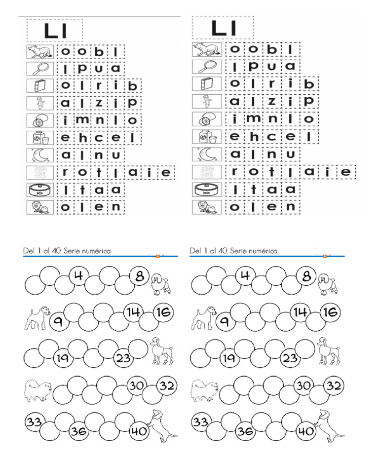 Anexos Letra L y Numeros 1 Al 40 | PDF