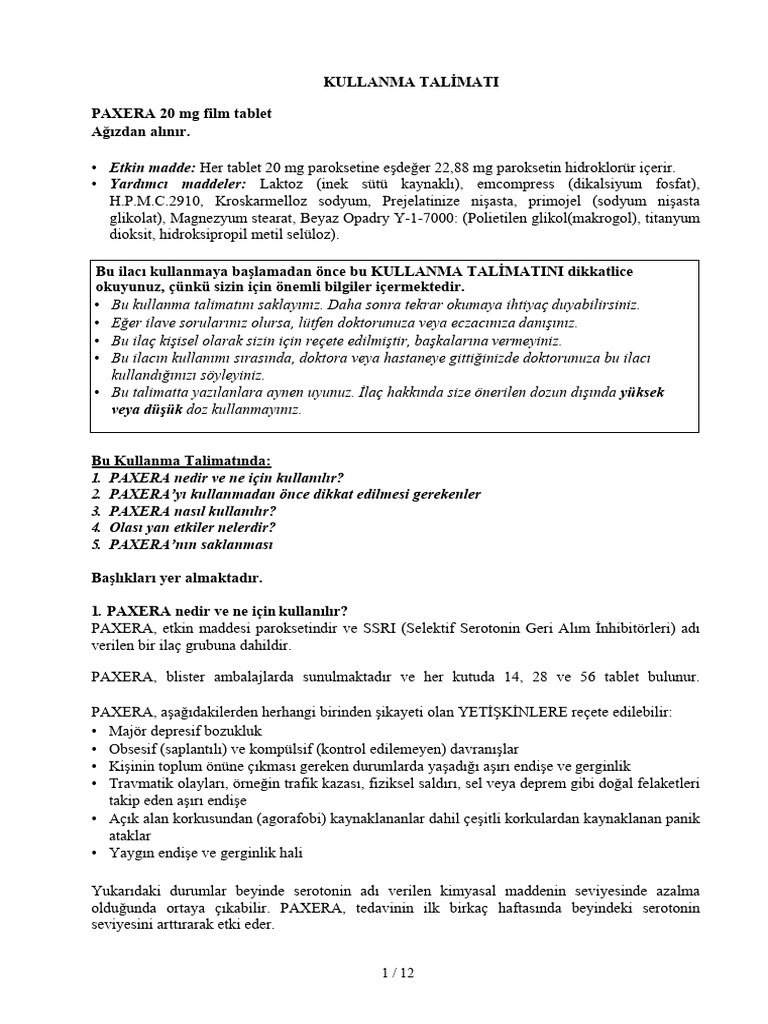Paxera 20 MG Film Tablet KT | PDF