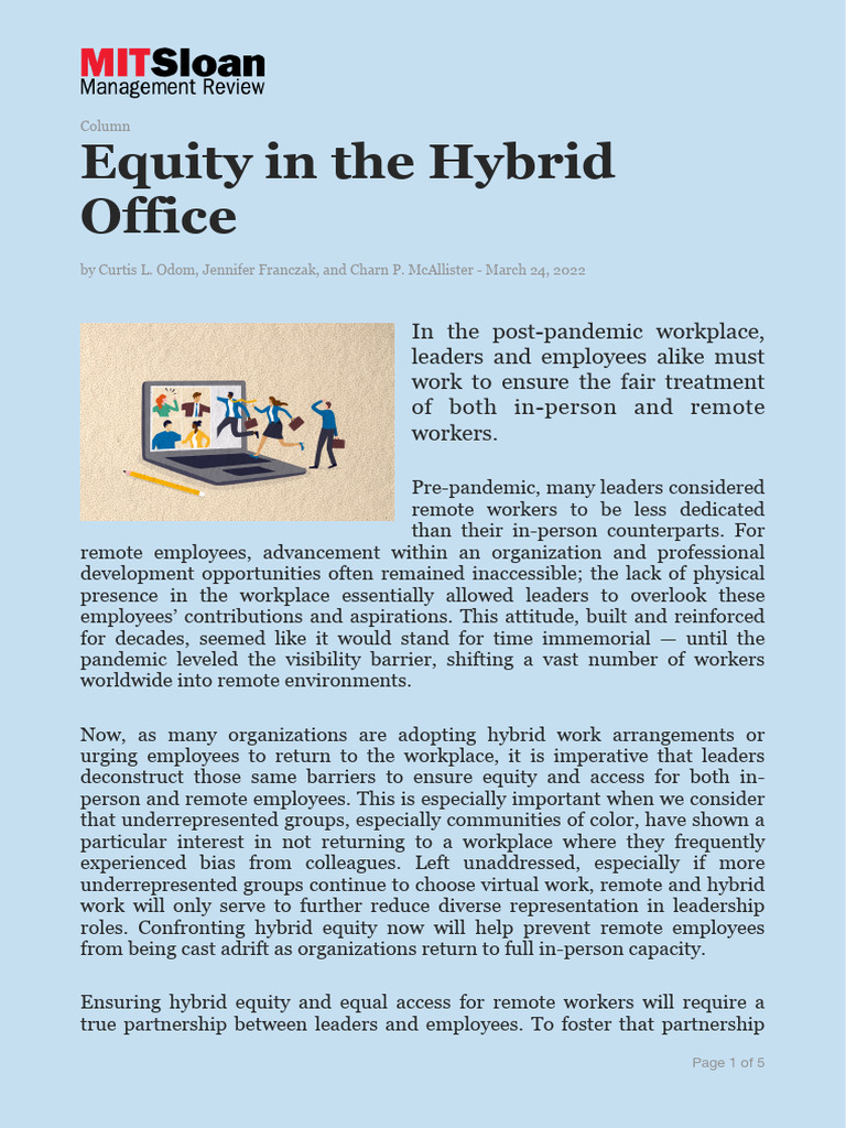 Hybrid Office Equity Strategies | PDF | Business | Social Psychology