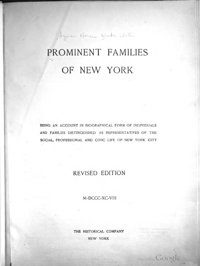 Prominent Families of New York | PDF