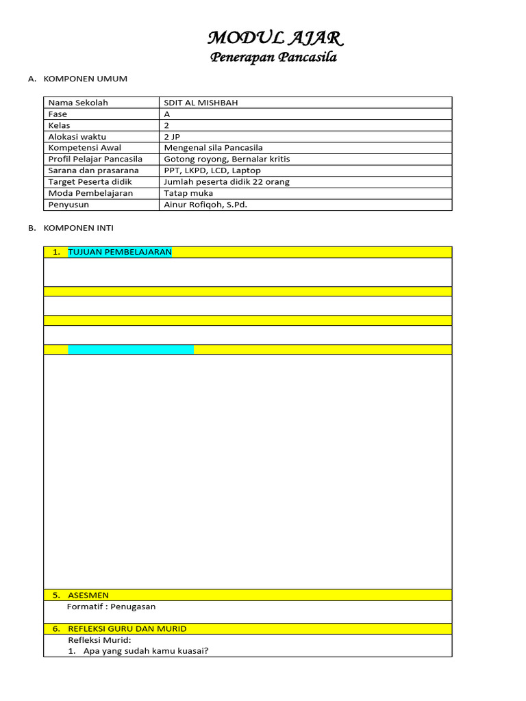 Modul Ajar PP Kelas 2 SD | PDF