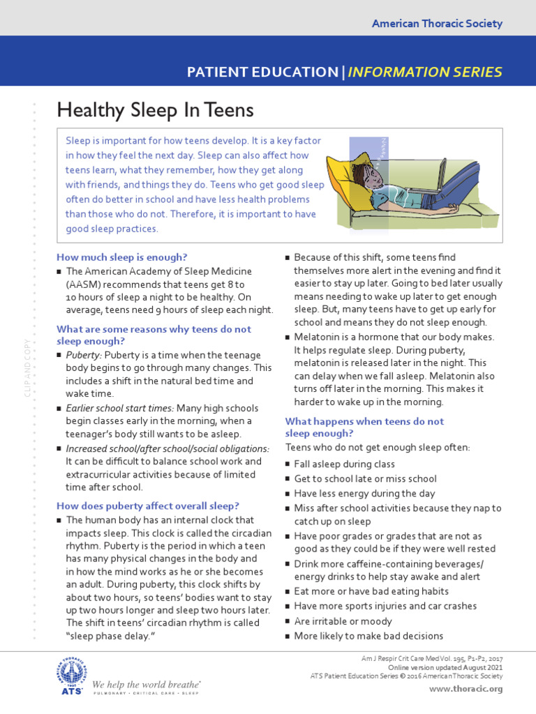 Healthy Sleep in Teens | PDF | Sleep | Adolescence