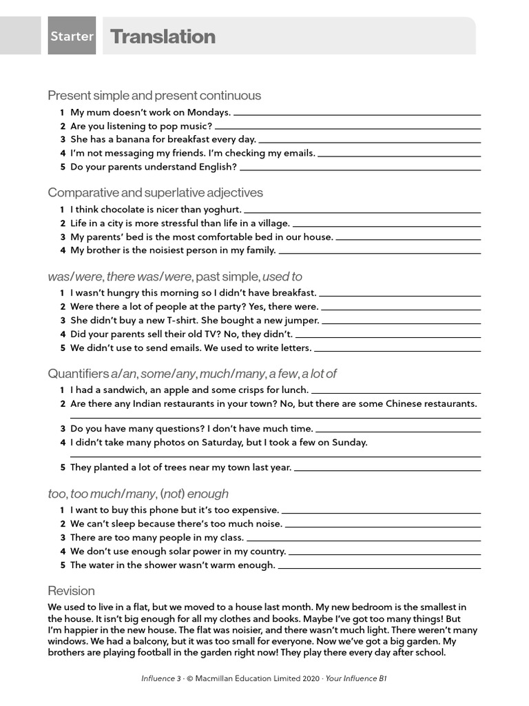 L3 B1 Starter Translation | PDF