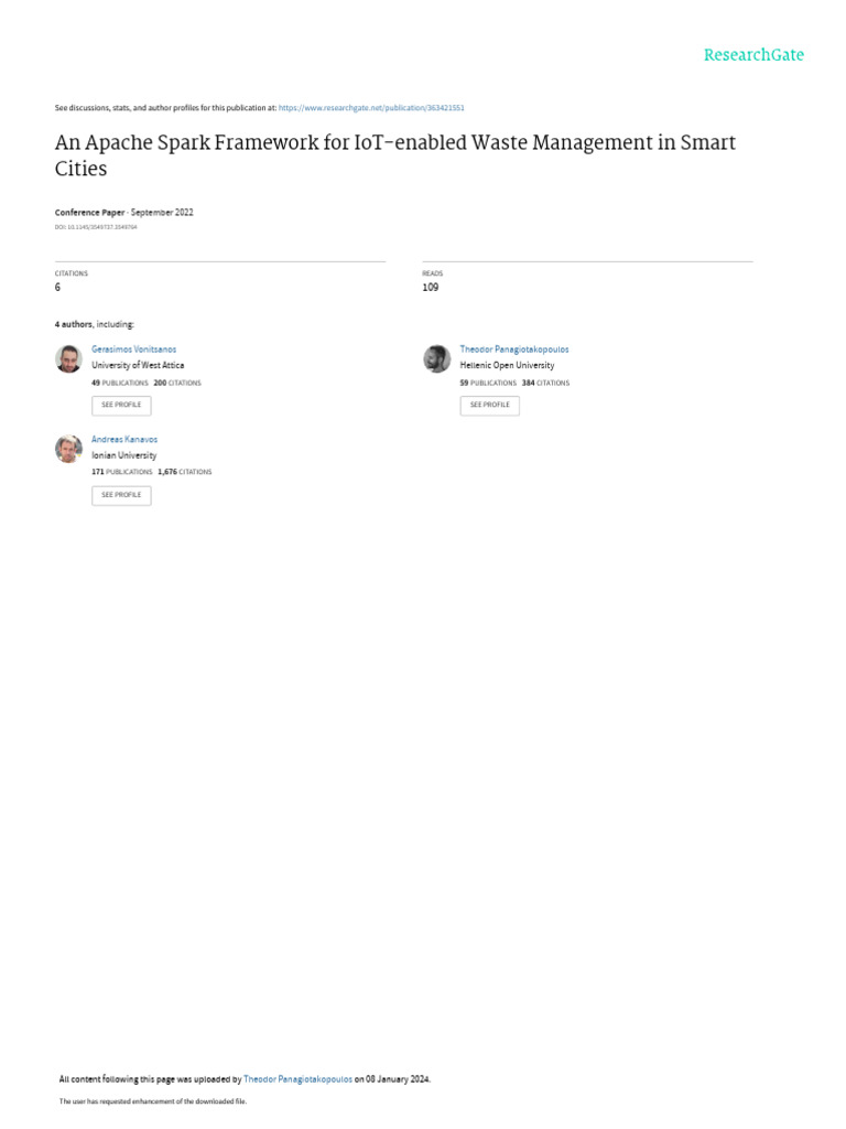 40 - An Apache Spark Framework For IoT Enabled Waste | PDF | Internet ...