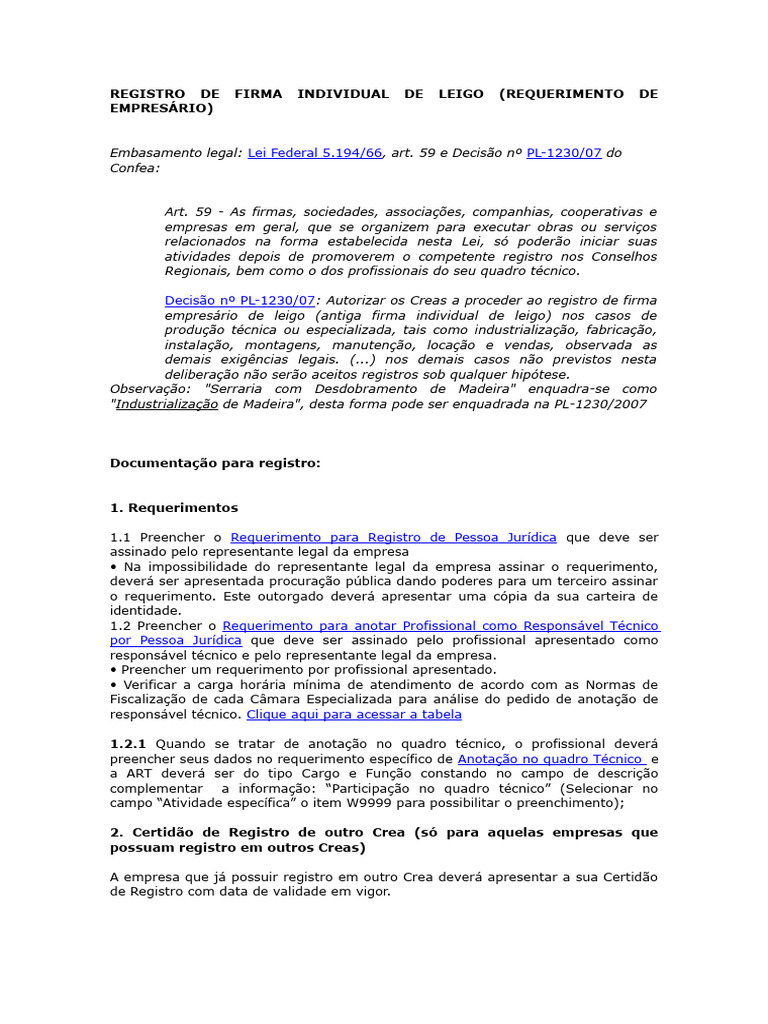 Registro de Firma Individual de Leigo | PDF | Expediente | Business