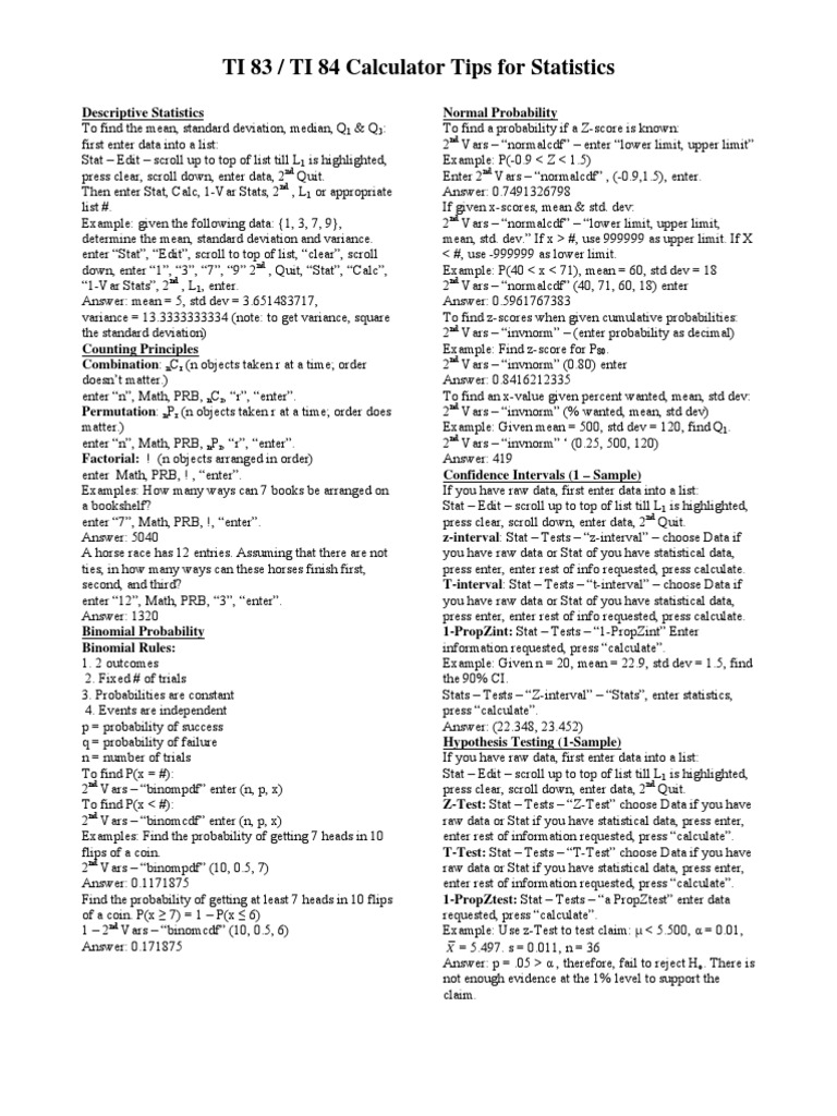 Stats GC Formula Sheet | PDF