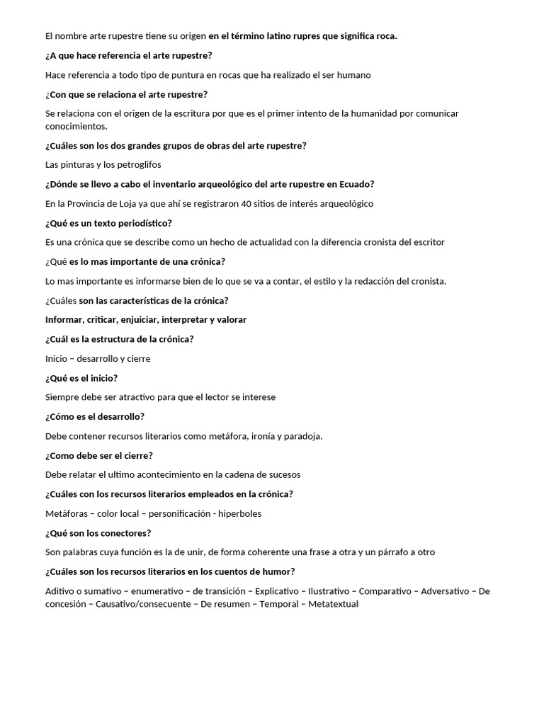 Preguntas de Lengua | PDF