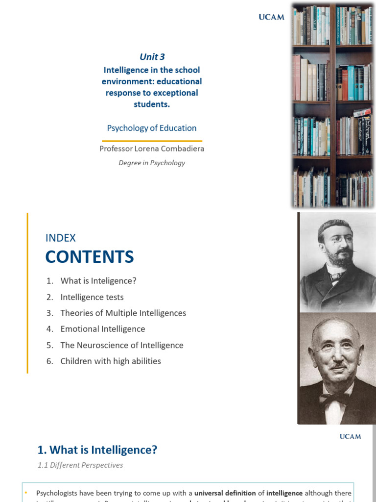 Unit 3. Intelligence in the school environment educational response to ...