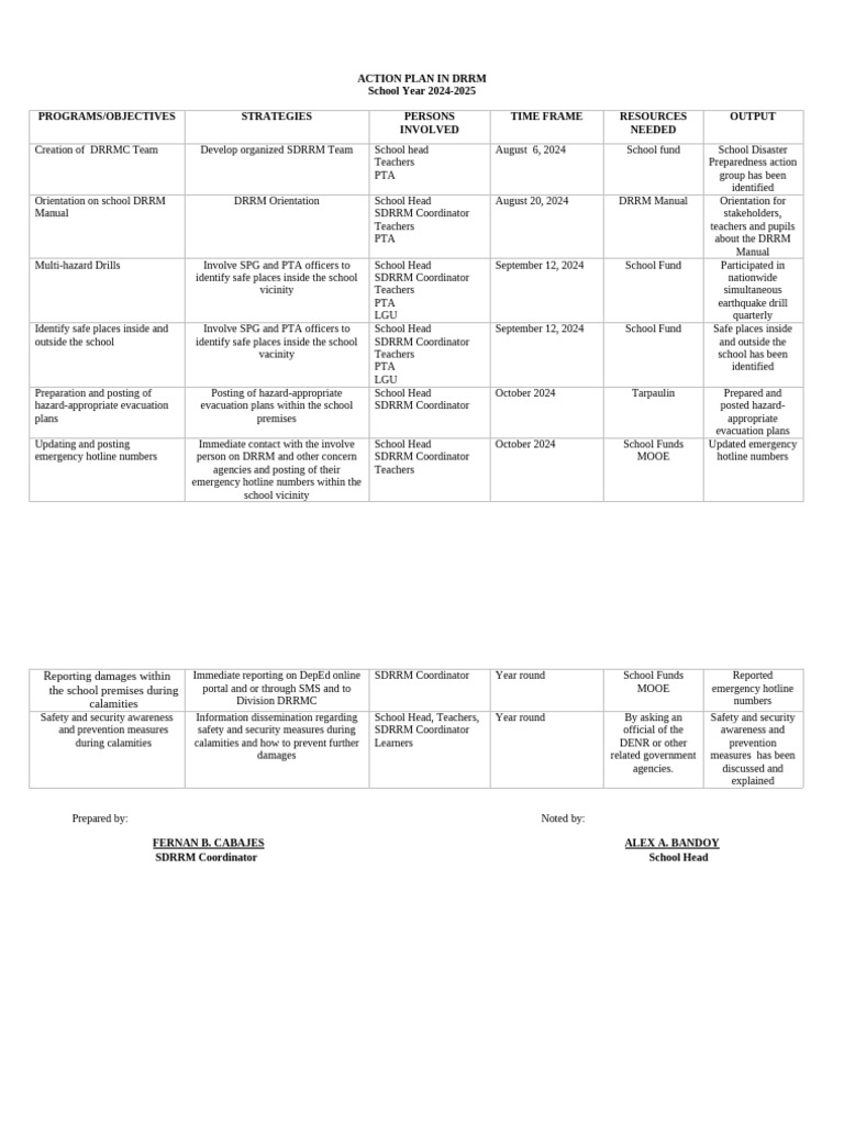 DRRM Action Plan 24 25 | PDF | Emergency Management | Emergency