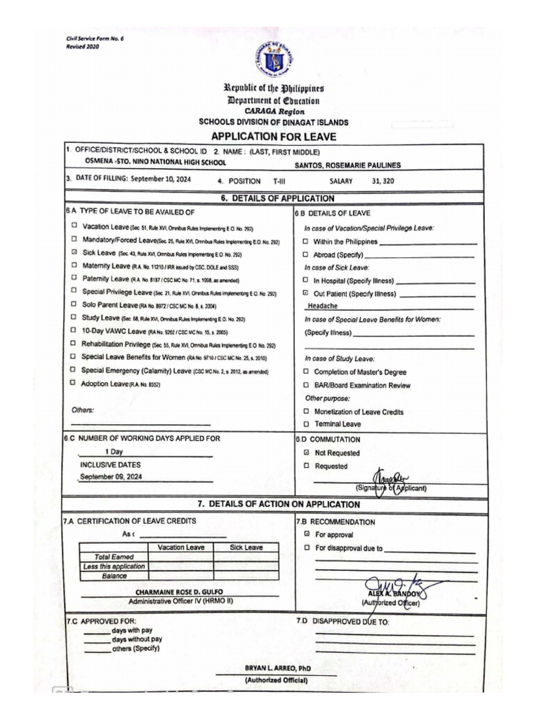 Form 6 PDF September | PDF