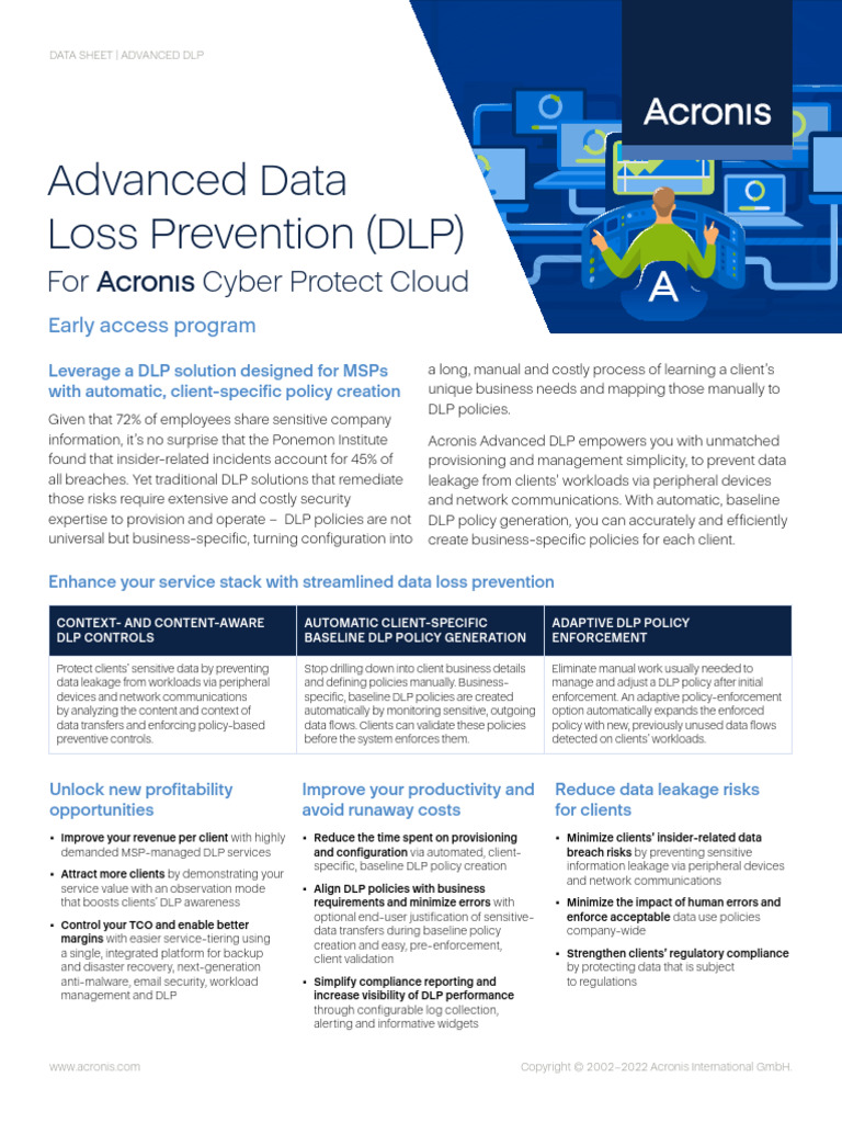 Data Sheet Acronis Cyber Protect Cloud Advanced DLP EN US 220427 | PDF | Information Technology ...