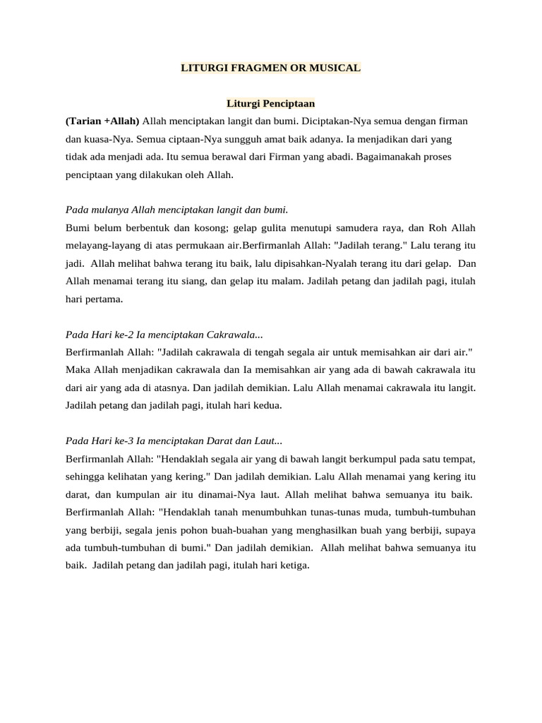Liturgi Penciptaan | PDF | Agama & Spiritualitas