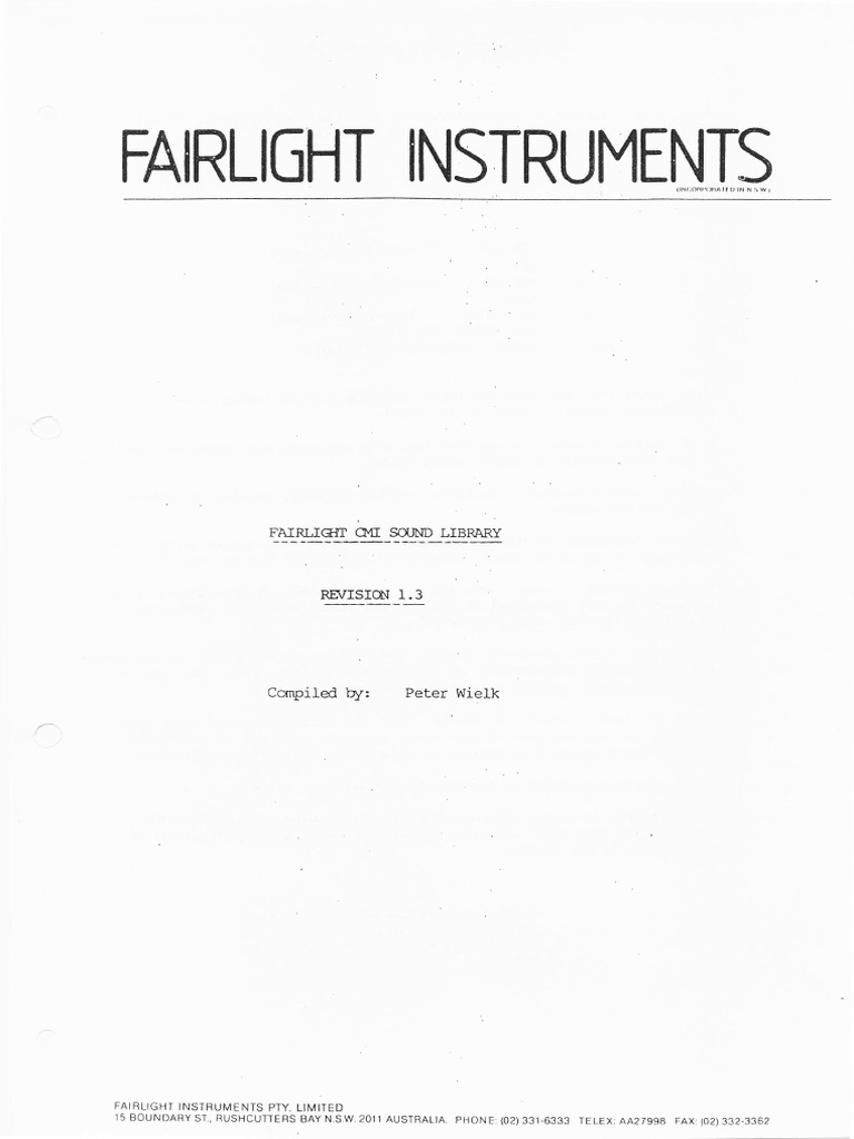 Fairlight CMI Sound Library v1.3 | PDF | Chordophones | Music Industry