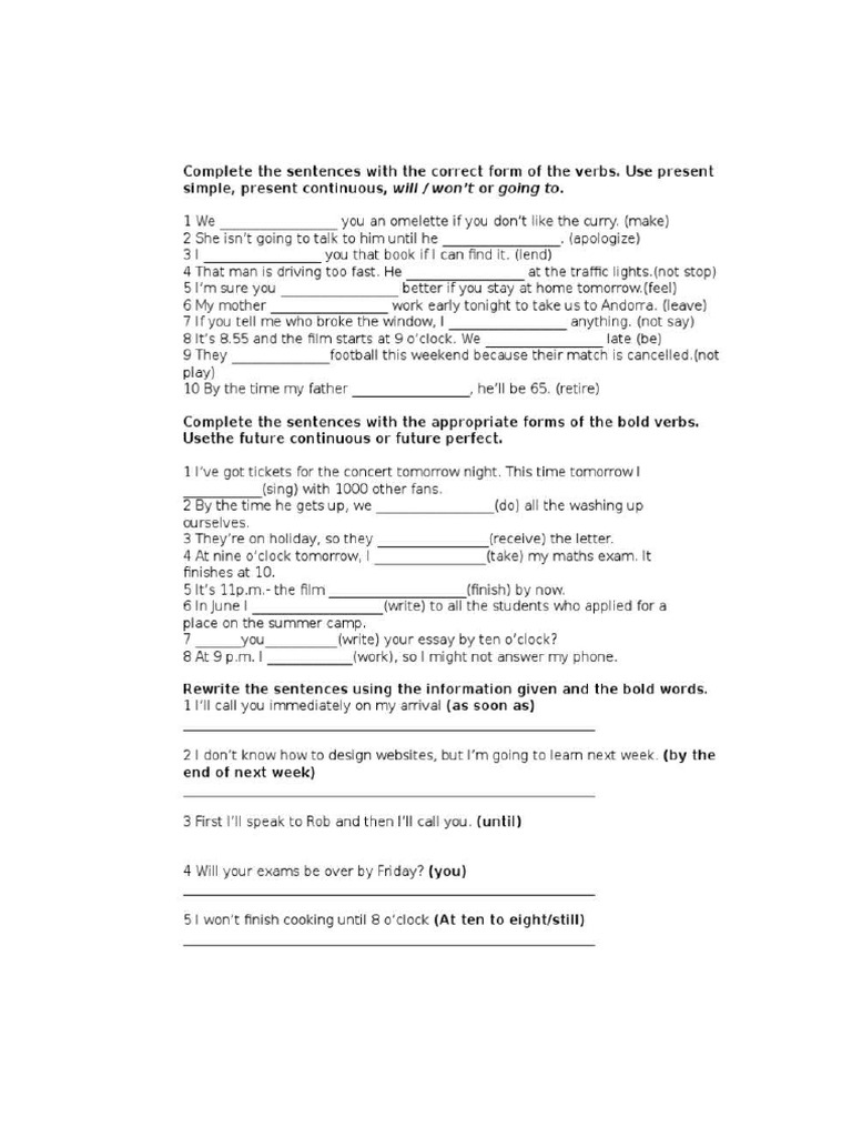 FUTURE PERFECT FUTURE CONTINUOUS | PDF