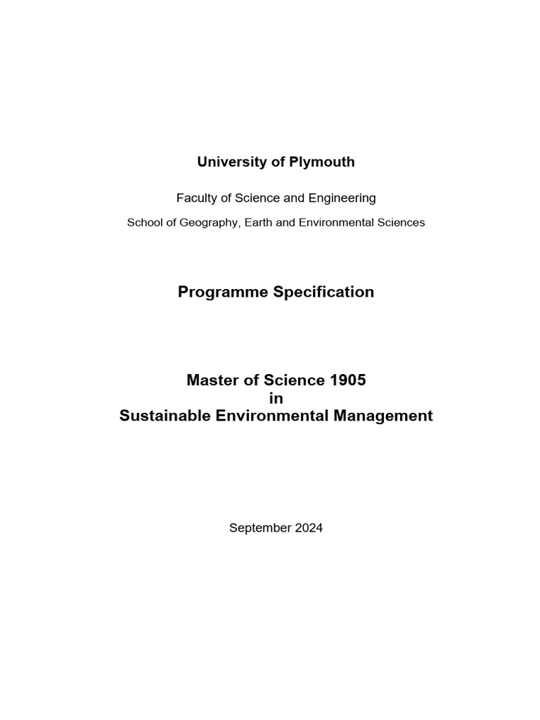 MSC Sustainable Environmental Management Programme Specification ...