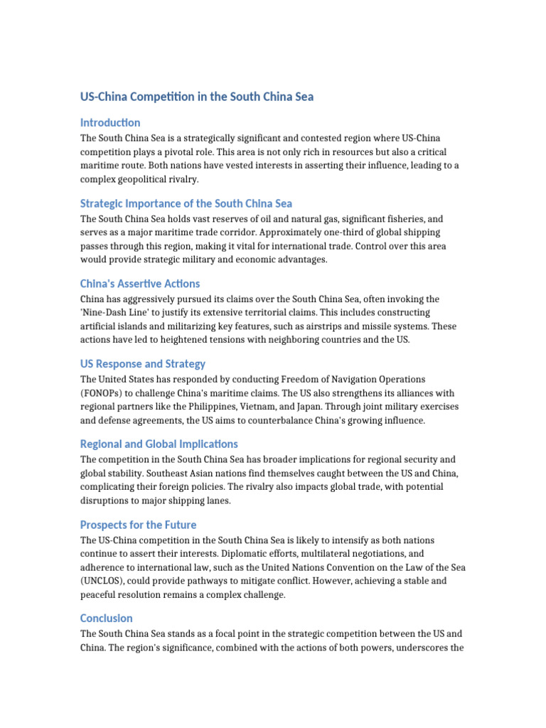US China Competition in The South China Sea | PDF | South China Sea | China