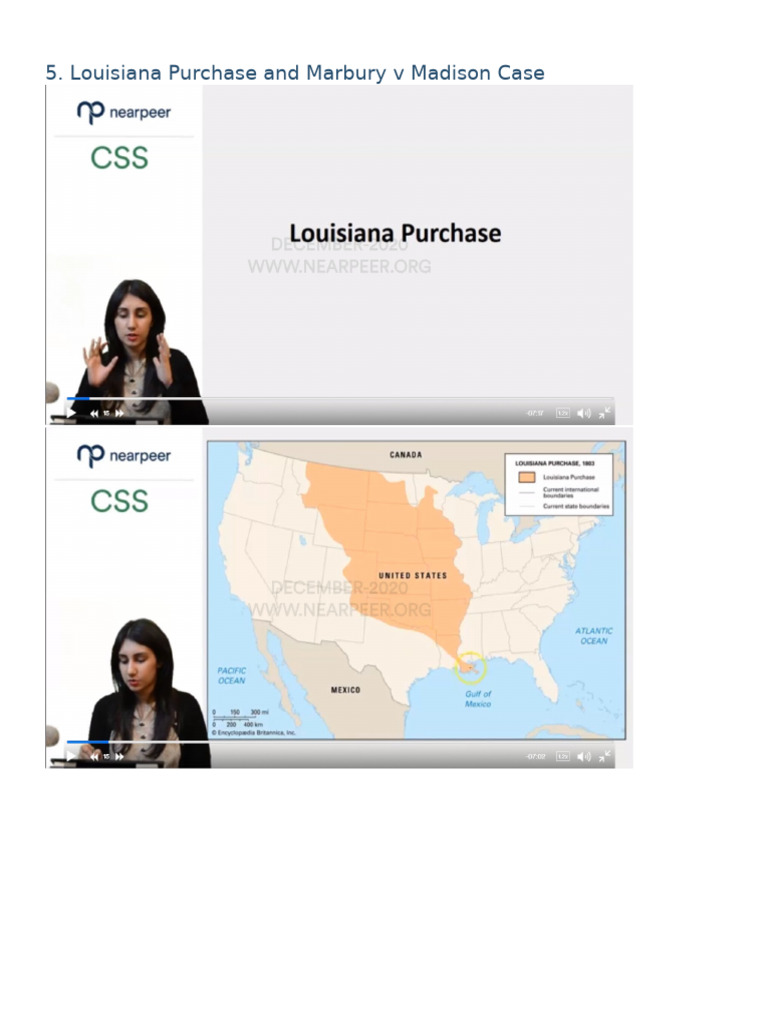 Louisiana Purchase and Marbury V Madison Case | PDF
