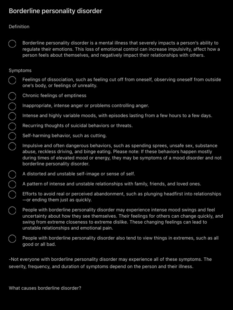 Borderline Personality Disorder 4 | PDF | Borderline Personality ...