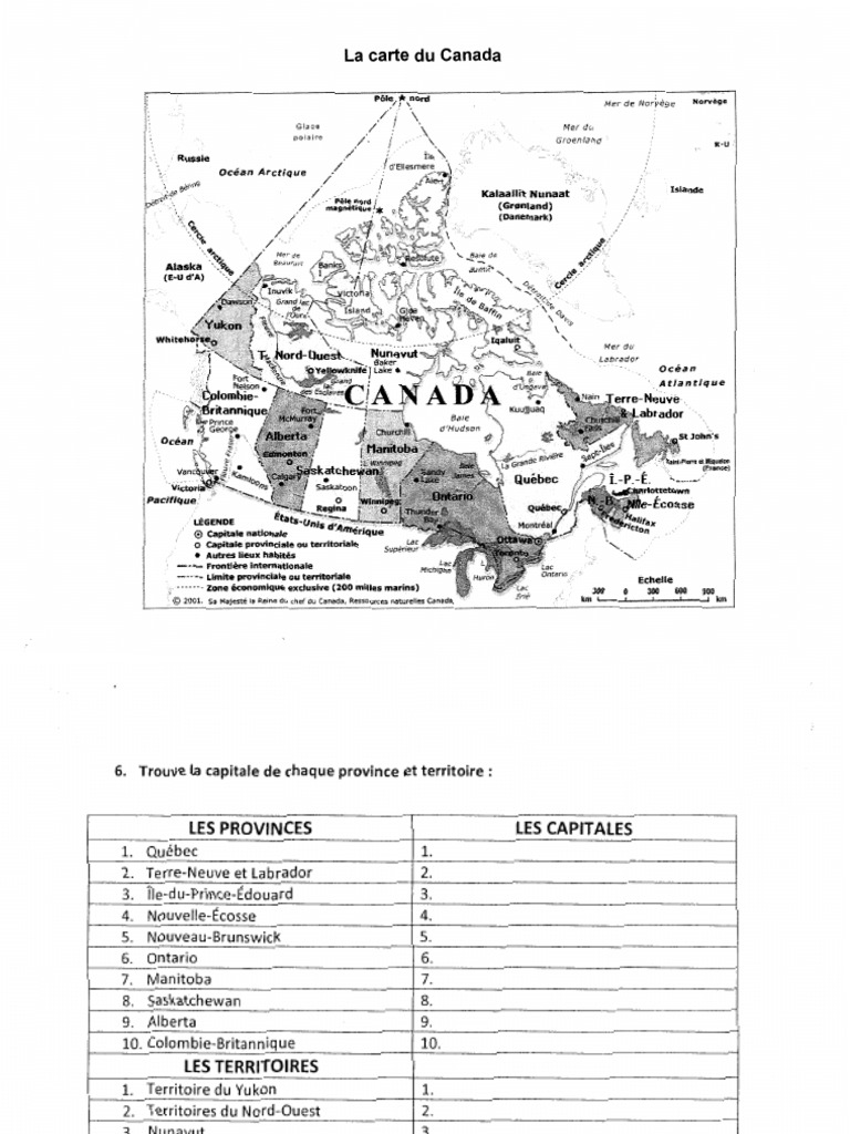 Carte des provinces et capitales du Canada | PDF