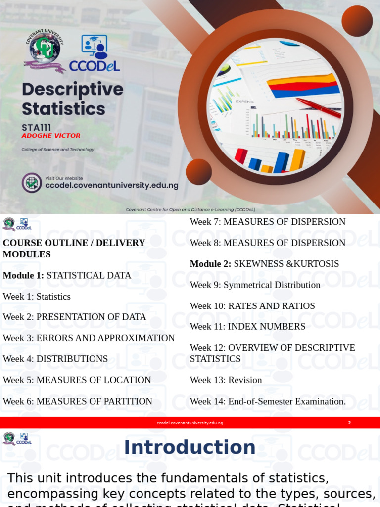 STA111-Descriptive Statistics Unit1 | PDF | Statistics | Statistical Inference