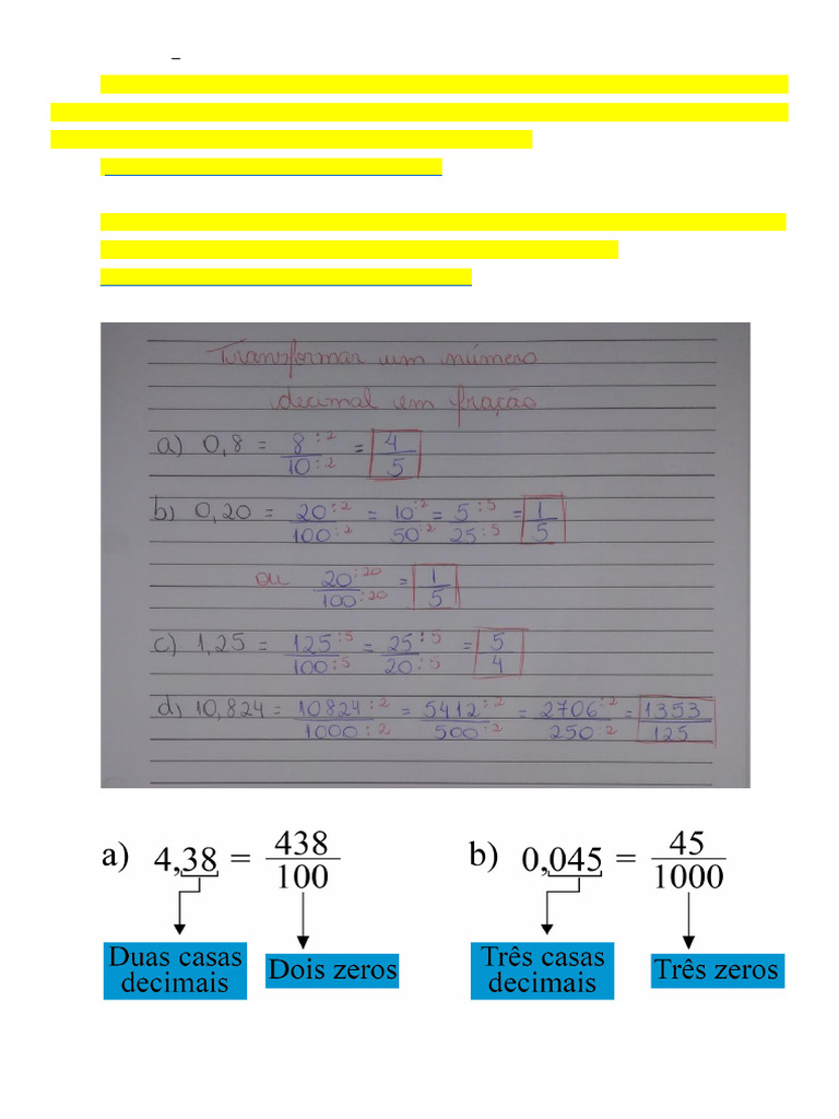 Operações com Números Decimais | PDF | Decimal | Divisão (Matemática)
