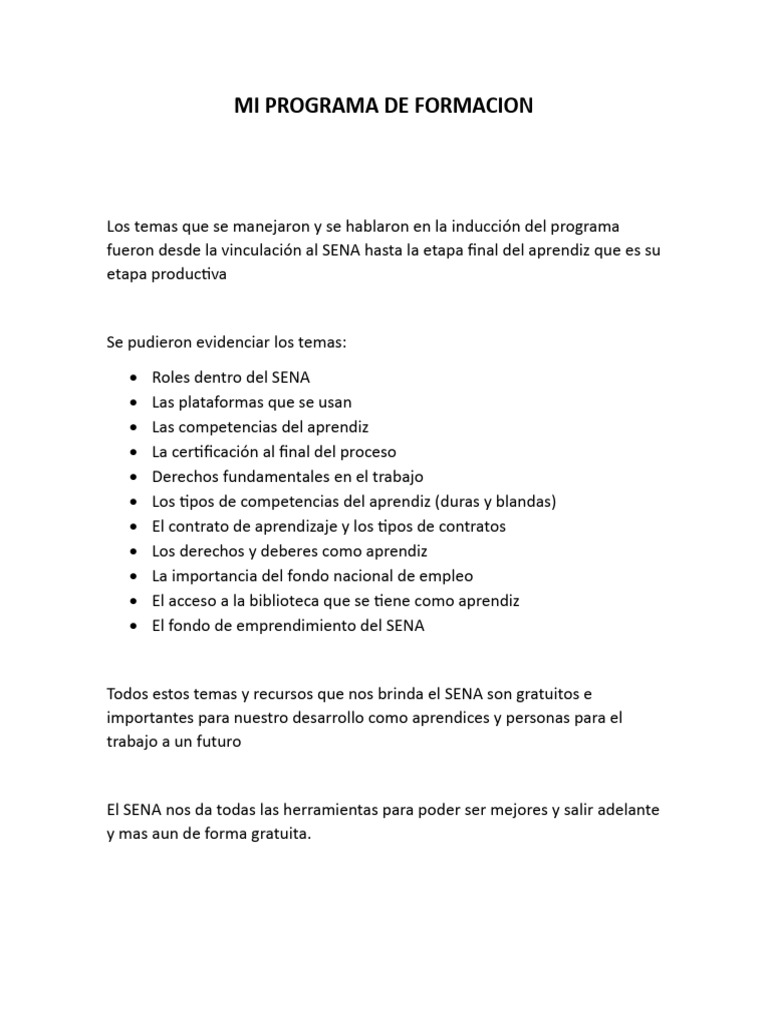 Mi Programa de Formacion | PDF | Negocios