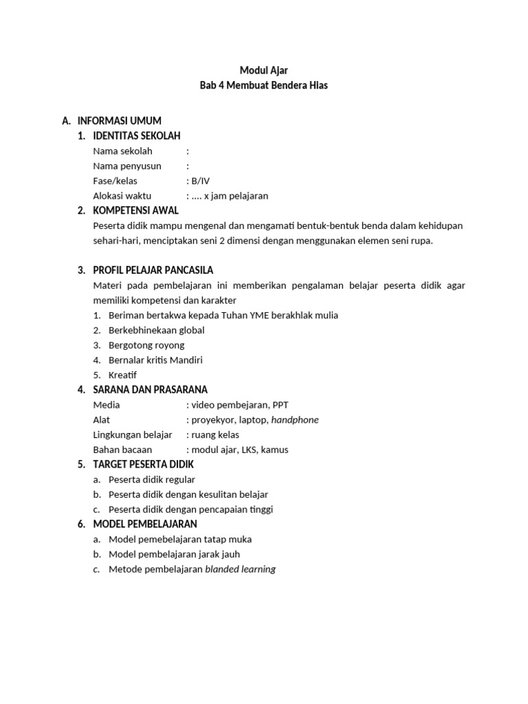 Modul Ajar Kelas 4A BAB 4 | PDF | Karier & Perkembangan | Kajian Bahasa Asing