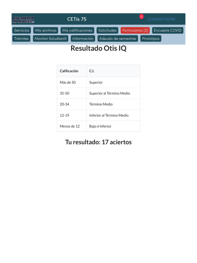 Resultado Otis IQ | PDF