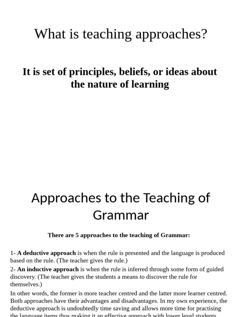 What is Teaching Approaches | PDF | Inductive Reasoning | Deductive ...