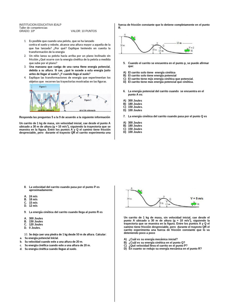 Actividad 4 Cons de Energía | PDF | Energía cinética | Energía potencial