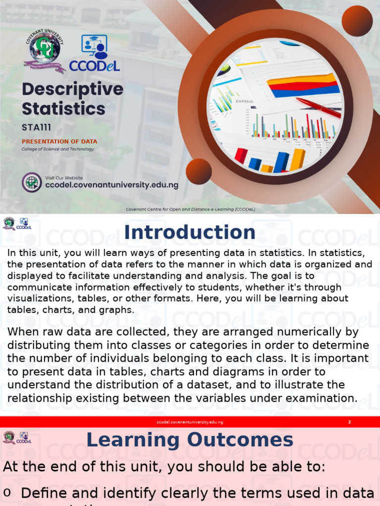 STA111-Descriptive Statistics Unit2 | PDF | Histogram | Chart