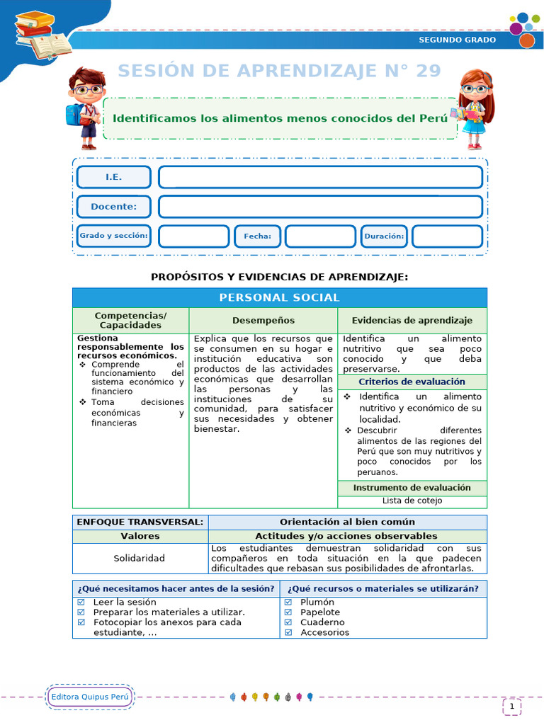 Sesiones de Aprendizaje - Semana 4 - UD VII - Editora Quipus Perú | PDF | Evaluación | Aprendizaje