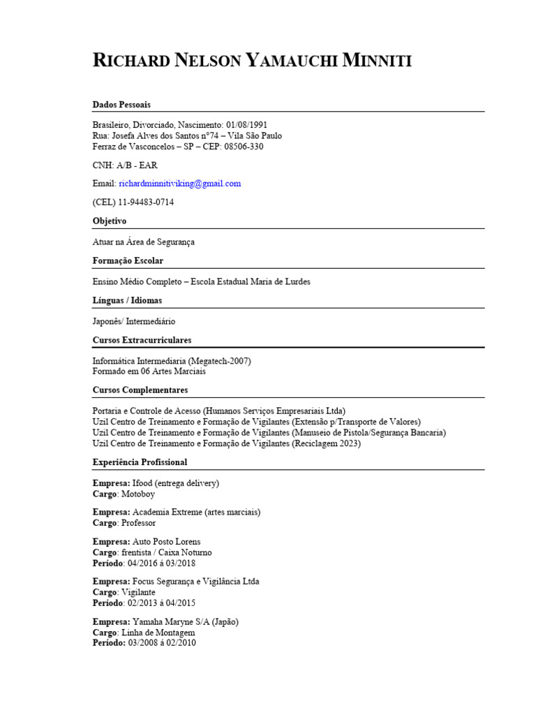 Curriculum de RICHARD | PDF