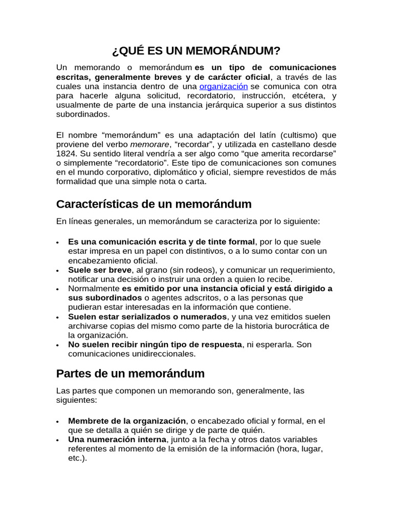Qué Es Un Memorándum | PDF | Política