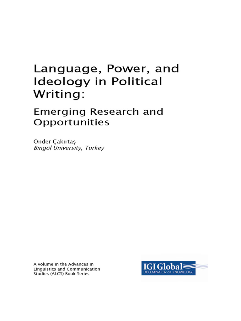 Language, Power, and Ideology in Political Writing:: Emerging Research ...