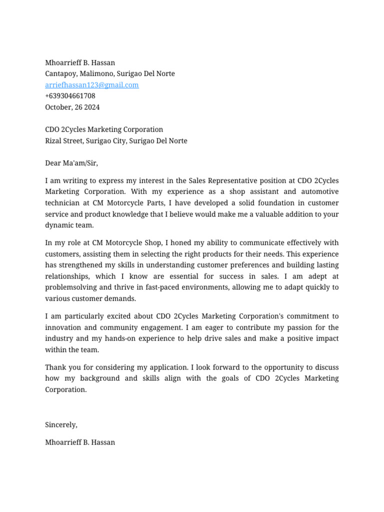 Final Cover Letter | PDF | Business